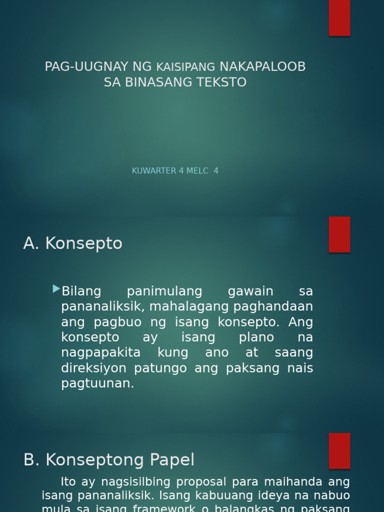 konsepto-kuwarter-4-MELC-4 | PDF