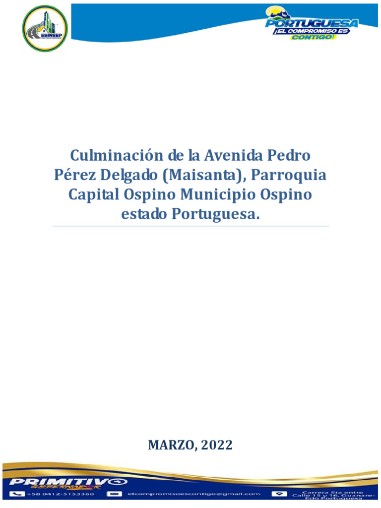 Memoria Avenida Pedro Perez Delgado Maisanta | PDF | Hormigón ...