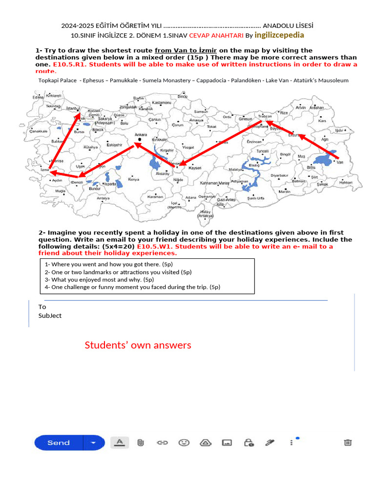 10.sinif Ingilizce 2.donem 1.yazili Cevap Anahtari 2024 2025 | PDF | Burrito | Taco