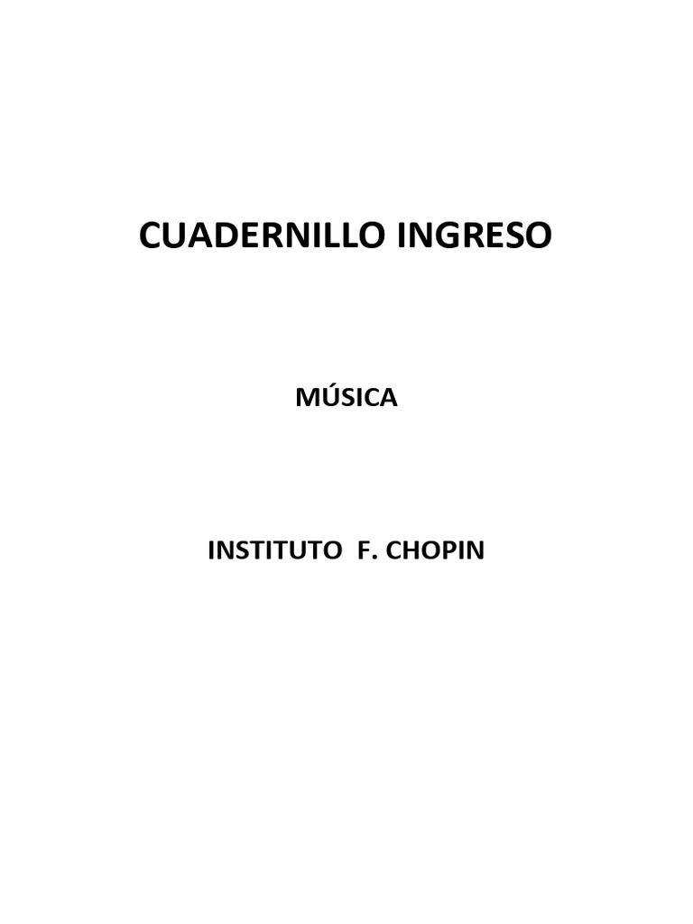 CUADERNILLO INGRESO - Lenguaje Musical | PDF | Sonido | Clave