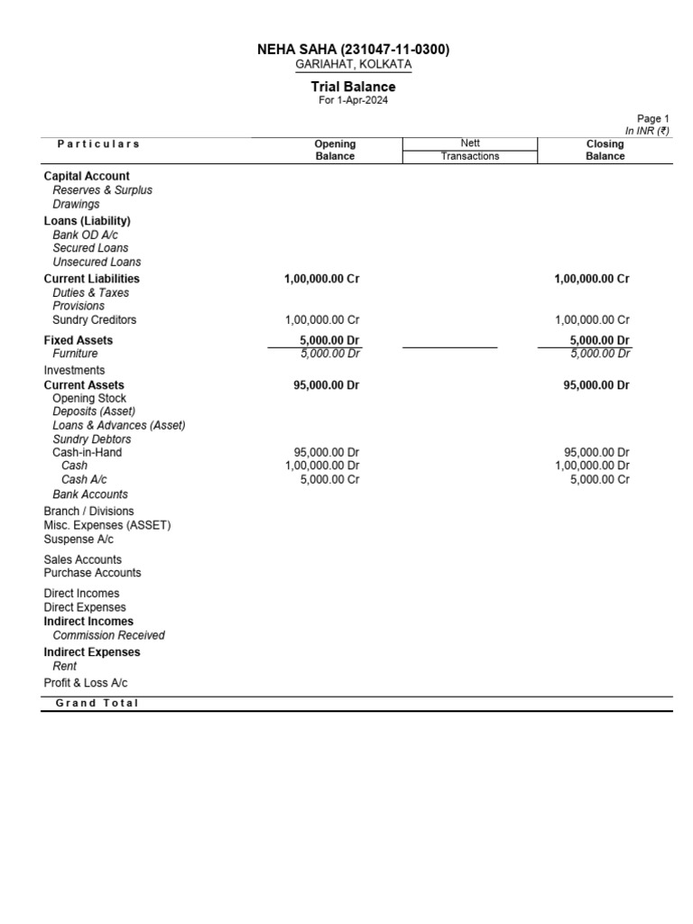 Trial Balance Final | PDF