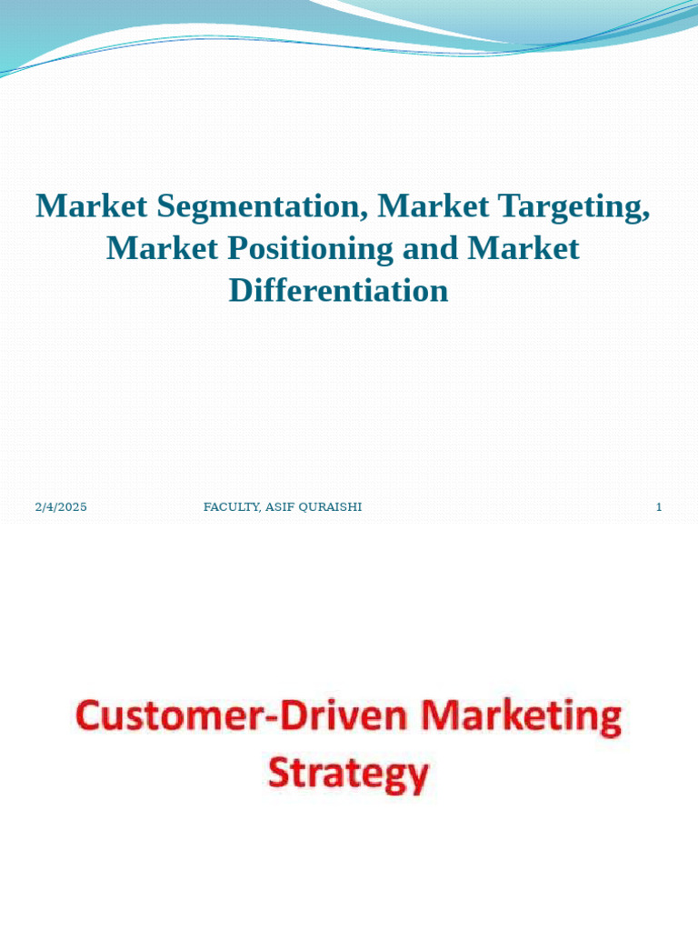 1-Market Segmentation Targeting Positioning and Differentiation | PDF