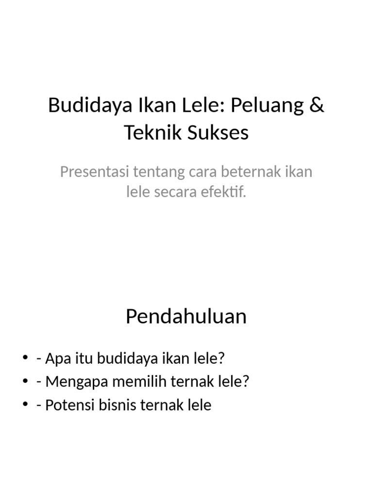 Ternak Lele Presentasi Lengkap | PDF