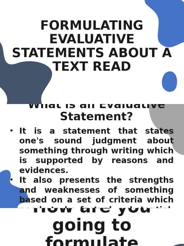 3 Evaluative Statements | PDF | Poetry | Rhyme