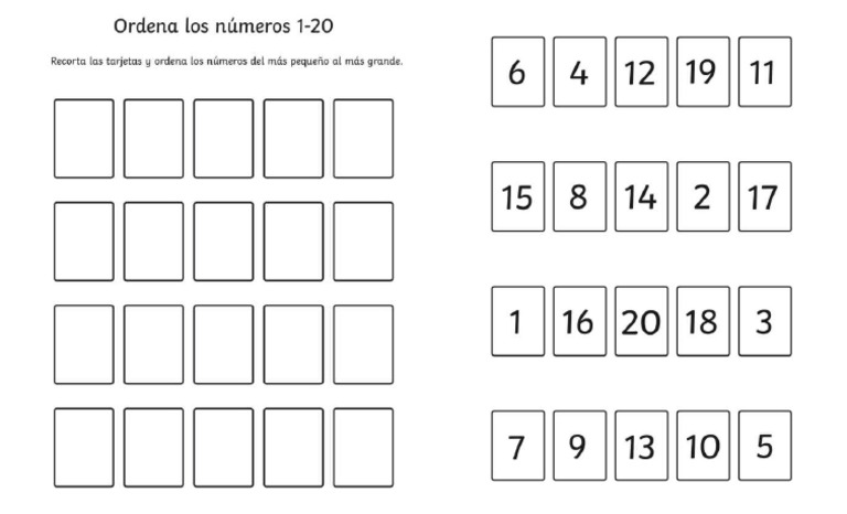 Ordenar Números Hasta El 20 45 COPIAS | PDF
