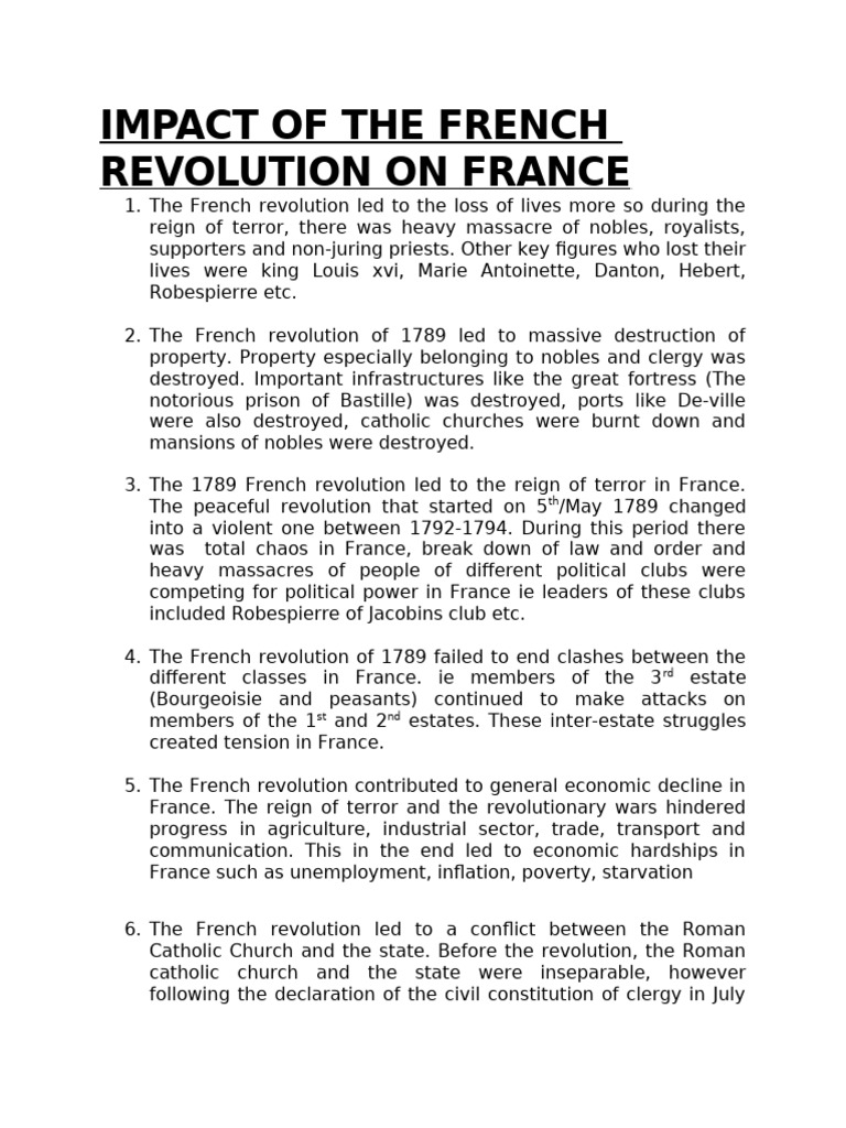 Impact of The French Revolution On France | PDF | French Revolution ...