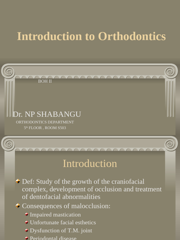 Introduction to Orthodontics BOH II | PDF
