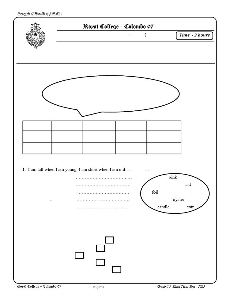 G6 English 1st Term 2023 | PDF