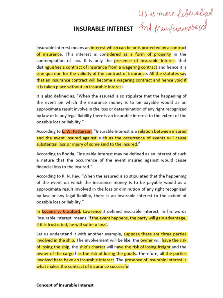 INSURABLE INTEREST_250214_112632 | PDF | Insurance | Life Insurance