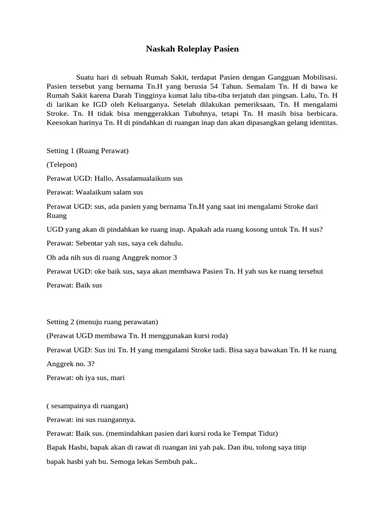 Naskah Roleplay Pasien | PDF