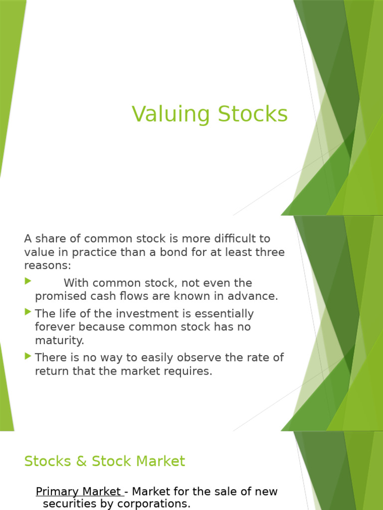 Presentation 6 Valuing Stocks 112416 | PDF | Stocks | Dividend