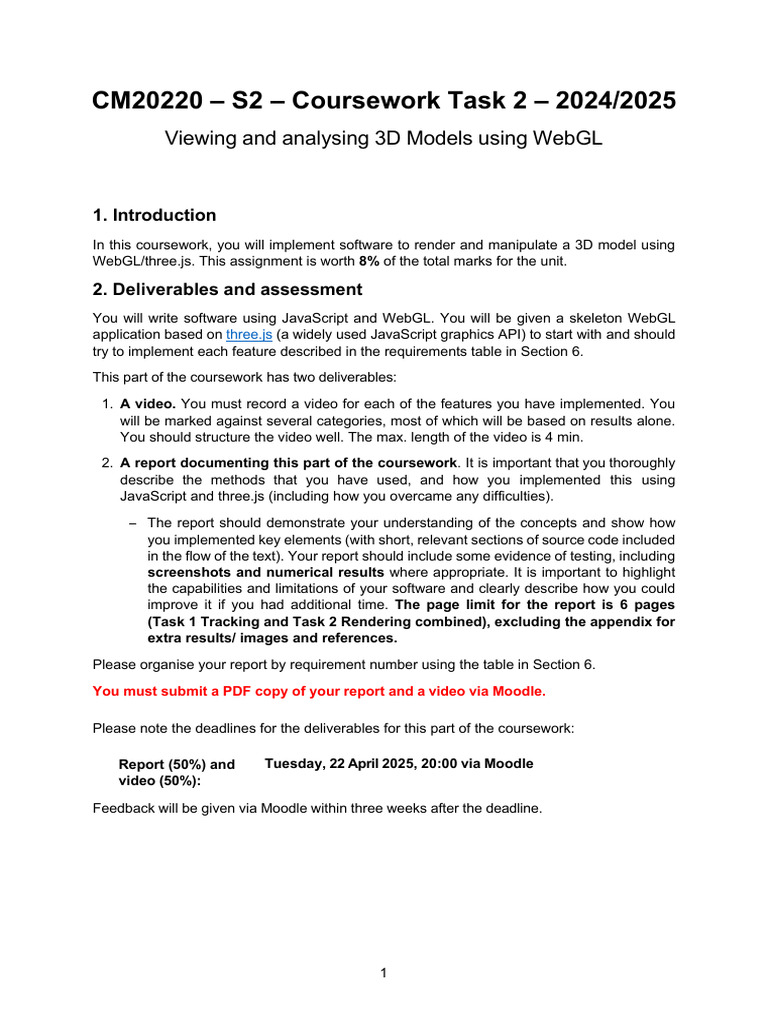CM20220-S2 - CW2-Rendering-reduced | PDF | Web Gl | Shader
