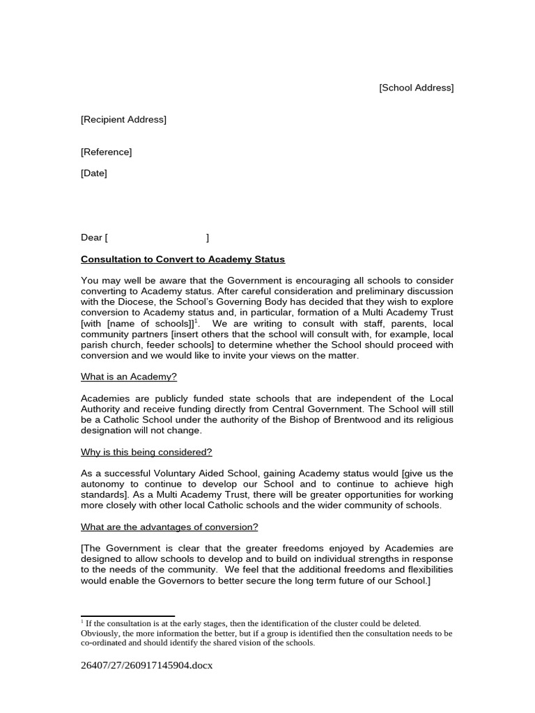 Academy Status Consultation Letter | PDF