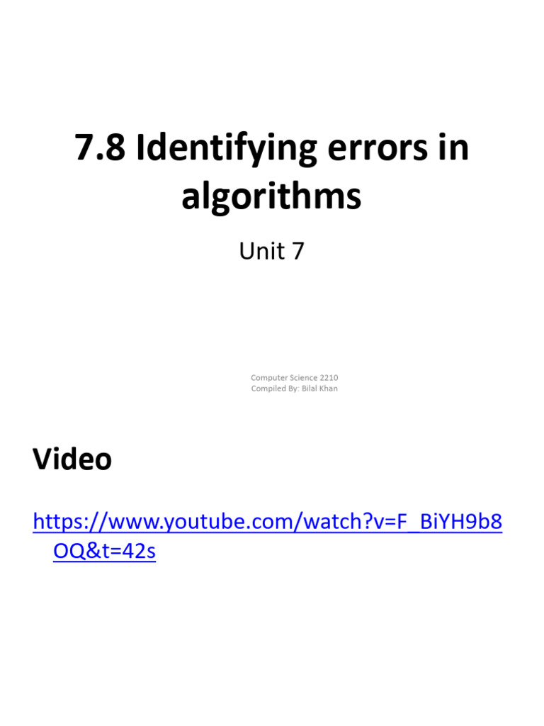 7.8 Identifying errors in algorithms | PDF