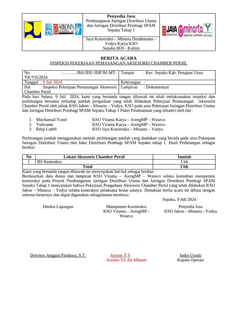 Ba - Pemasangan Aksesoris Pipa Chamber Persil W63 | PDF