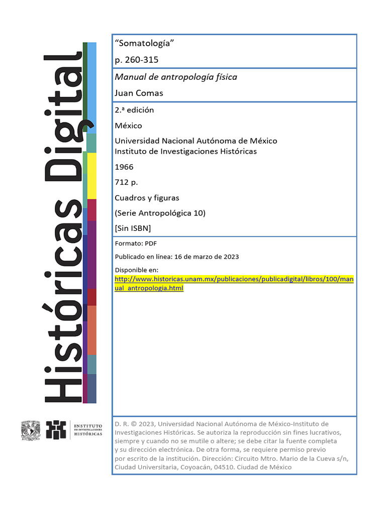 Juan Comas Capitulo_somatologia | PDF | Antropometría | Longitud