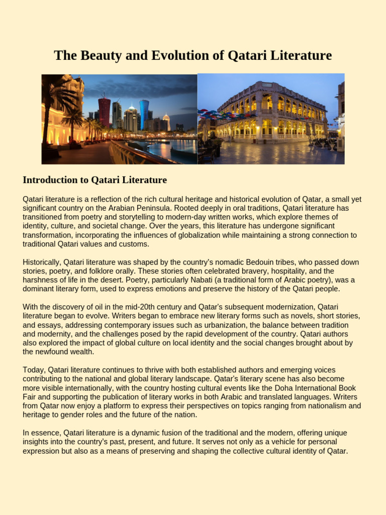 Evolution of Qatari Literature | PDF | Qatar | Liberal Arts Education
