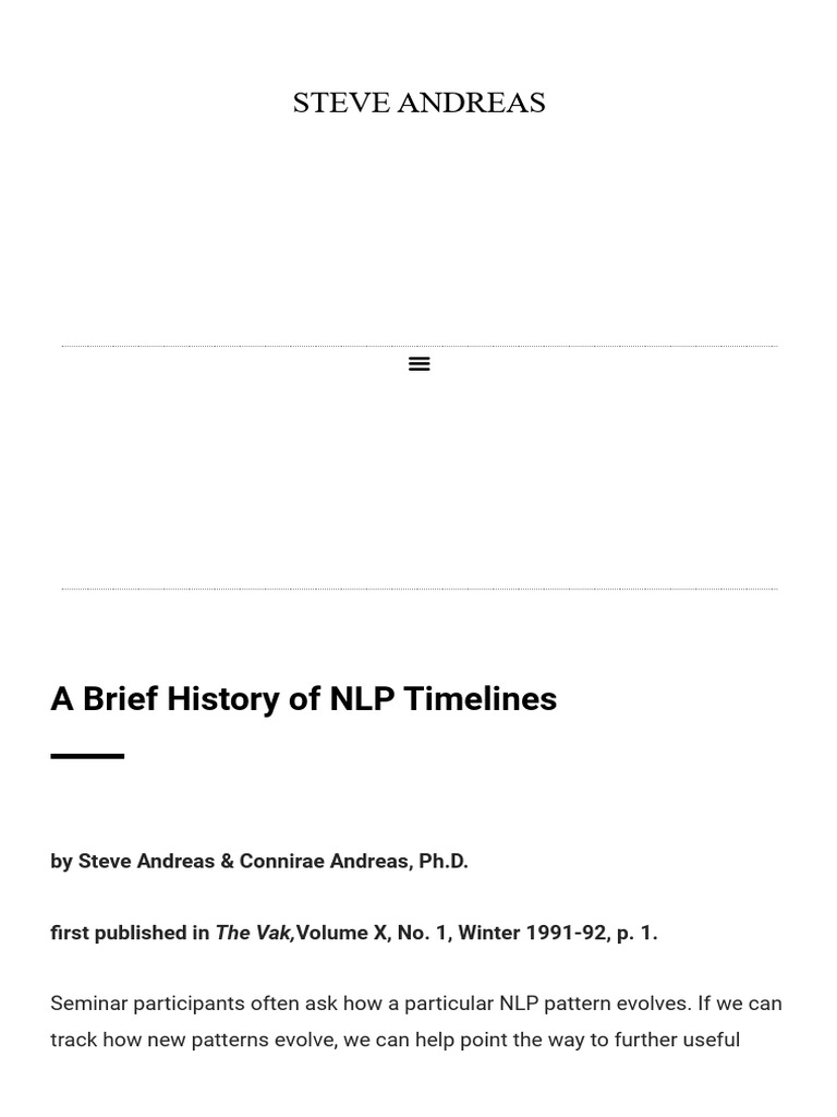 A Brief History of NLP Timelines – Steve Andreas | PDF | Neuro ...