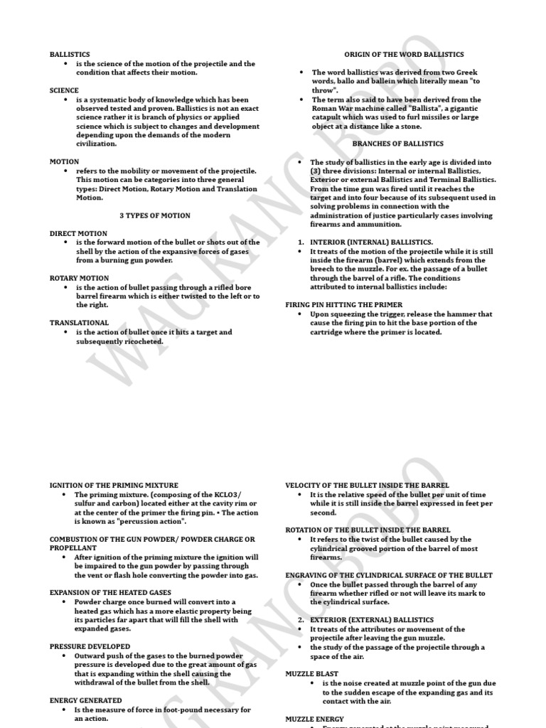 Prelim Reviewer in Forensic Ballistics | PDF | Firearms | Caliber