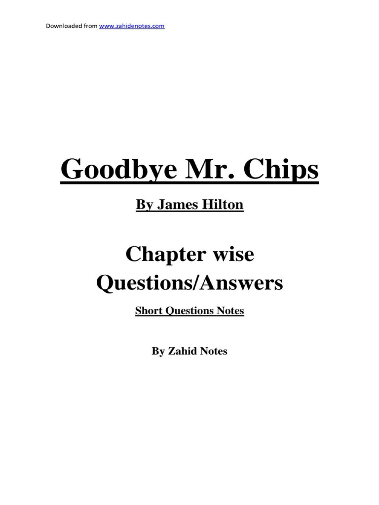 2nd Year English CHP Wise Mr. Chips Solved Questions | PDF