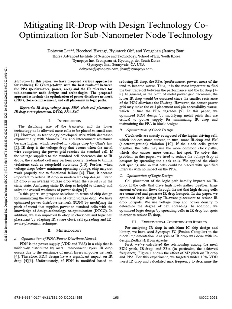 Mitigating IR-Drop With Design Technology Co-Optimization For Sub-Nanometer Node Technology ...
