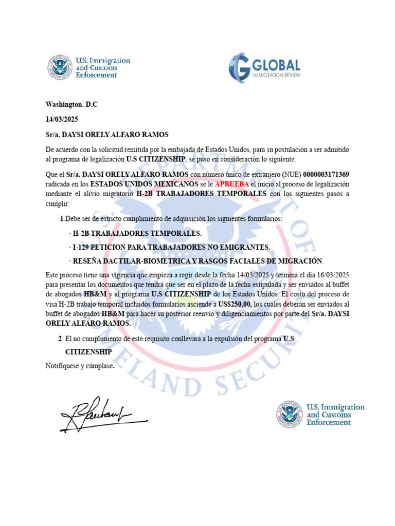 Daysi Orely Alfaro Ramos | PDF | Visa de viaje