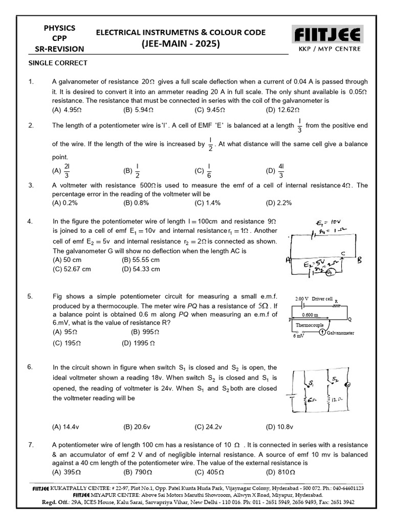 SR Physics Revision - ELECTRICAL INSTRUMETNS & COLOUR CODE - Mains CPP ...