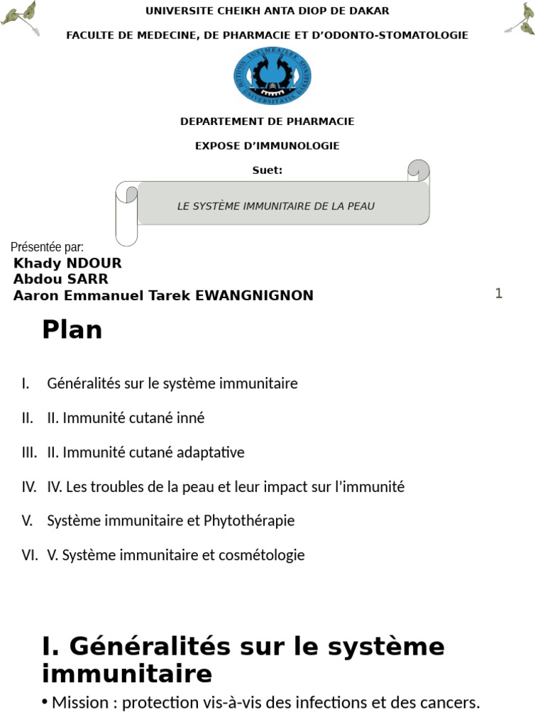 Exposé Immunologie | PDF | Système immunitaire | Système immunitaire ...