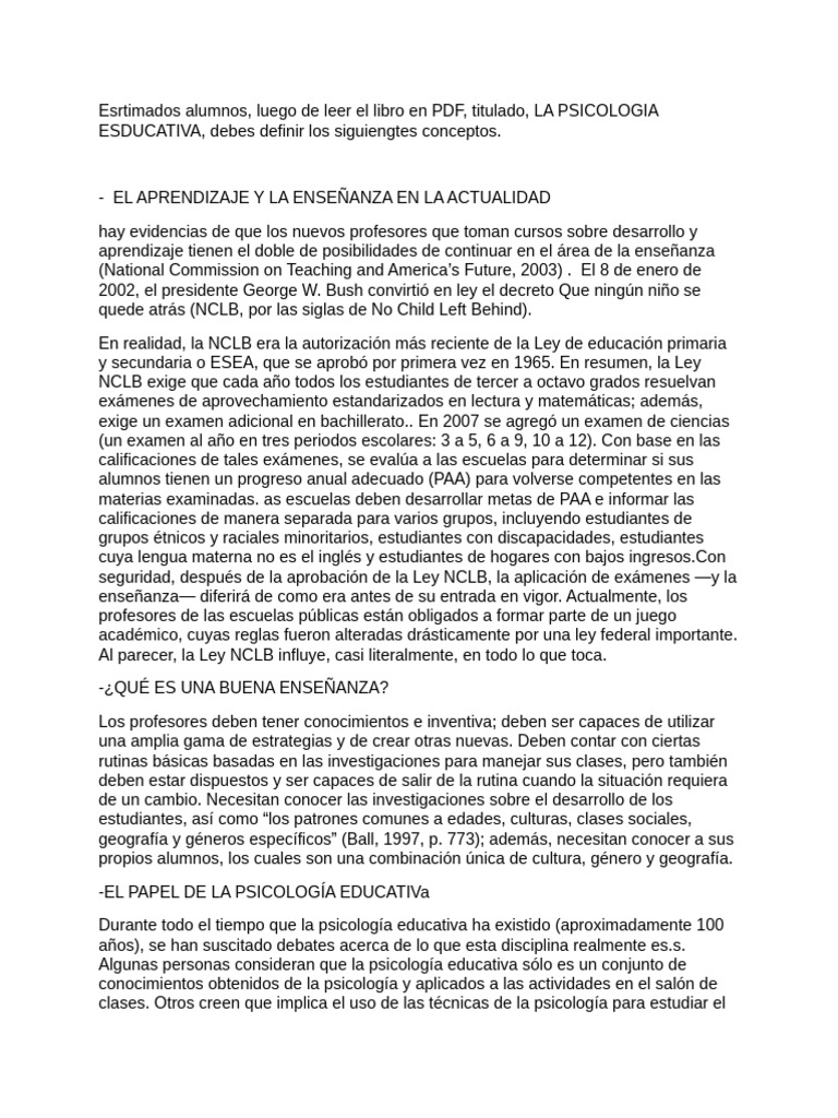 Psicología Educativa y Buenas Prácticas | PDF | Psicología Educacional ...