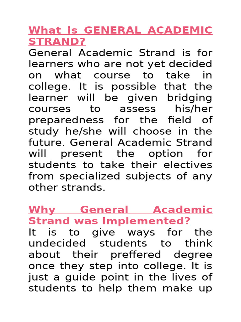 What is GENERAL ACADEMIC STRAND | PDF