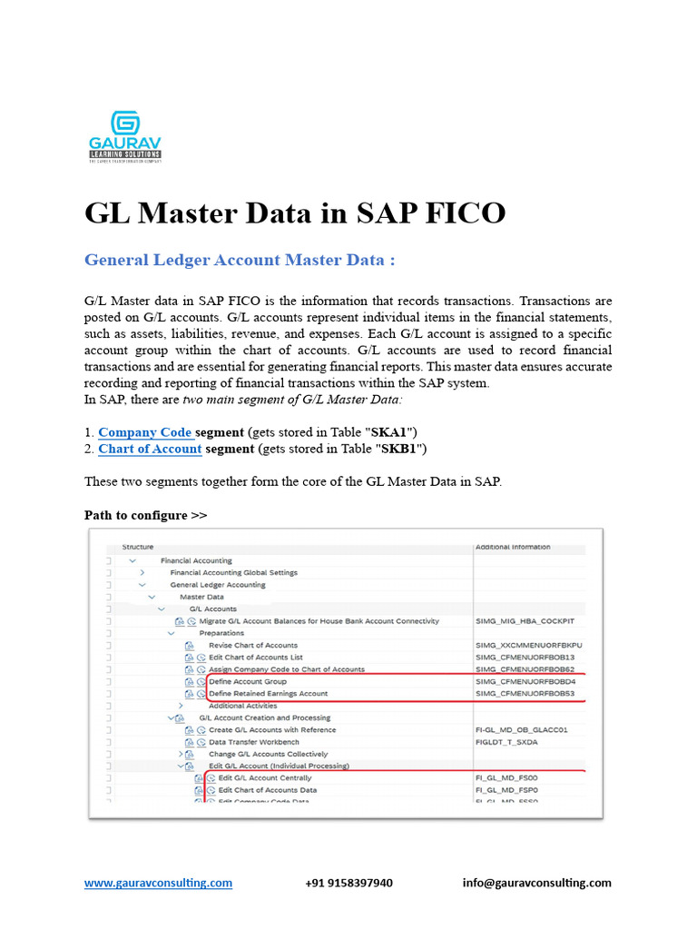 GL Master Data in SAP FICO 1738797805 | PDF | Retained Earnings ...