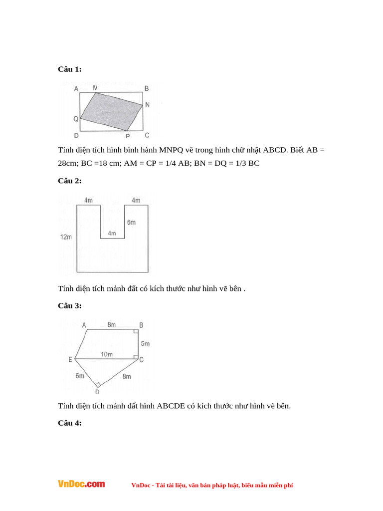 BT Toan Lop 5 Luyen Tap Ve Tinh Dien Tich Cac Hinh | PDF