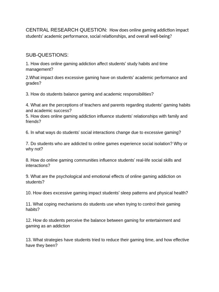 Central Research Question | PDF | Cognition | Behavior Modification