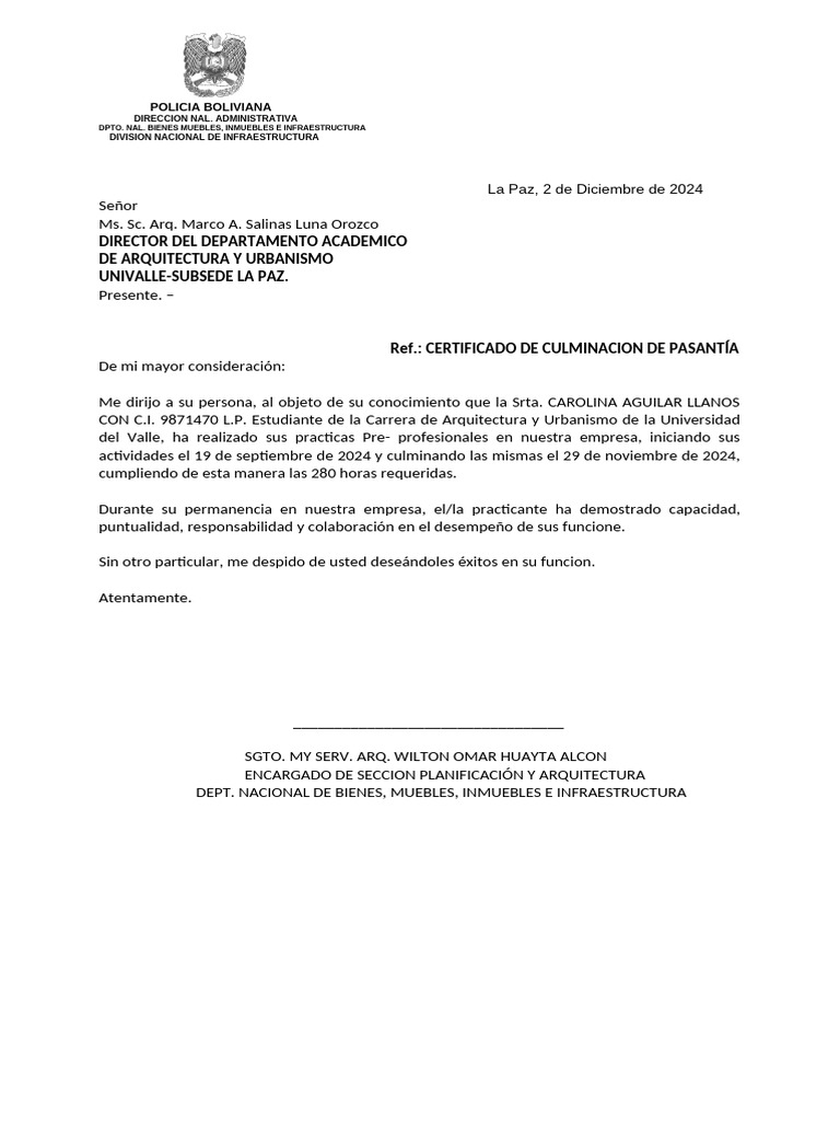 BORRADOR DE CERTIFICADO DE CULMINACION (1) | PDF