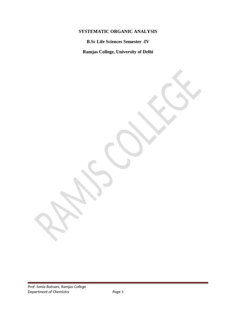 Systematic Organic Analysis LS IV | PDF | Amine | Carboxylic Acid