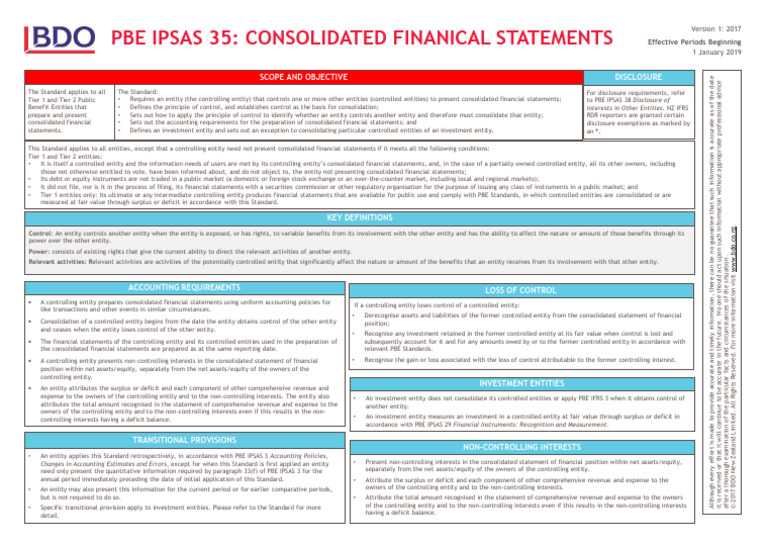 IPSAS 35: Consolidated Financials Overview | PDF | Equity (Finance ...
