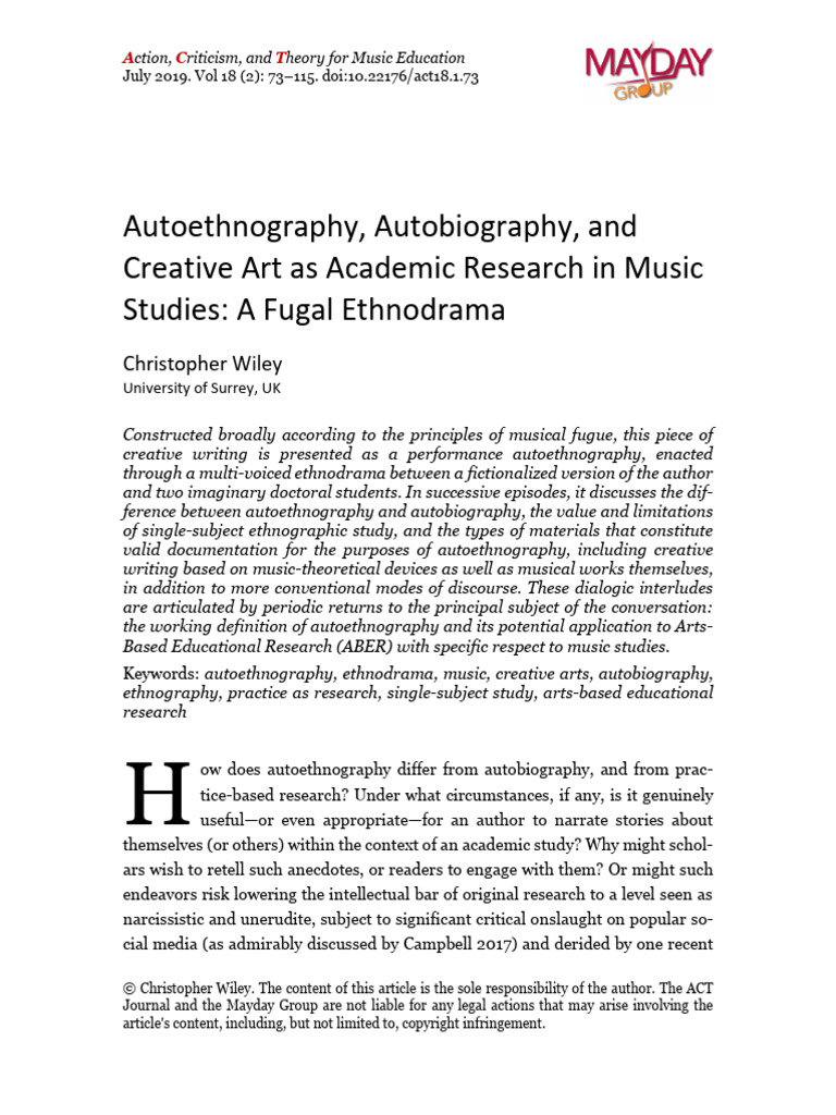 Wiley Autoethnography | PDF | Liberal Arts Education