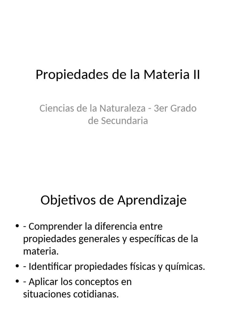 Propiedades de la Materia en Secundaria | PDF