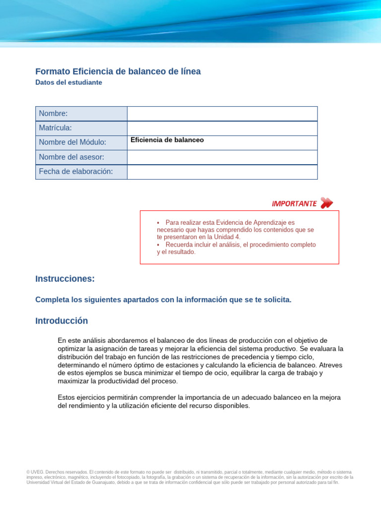 Eficiencia en Balanceo de Línea de Producción | PDF | Información