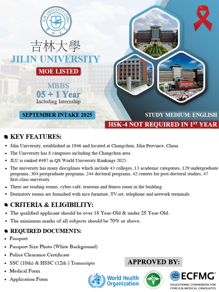 Jilin University Intake Sept-2025 | PDF | Fee | Educational Stages
