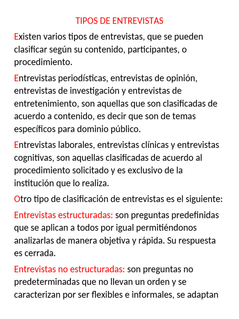 Tipos de Entrevistas | PDF