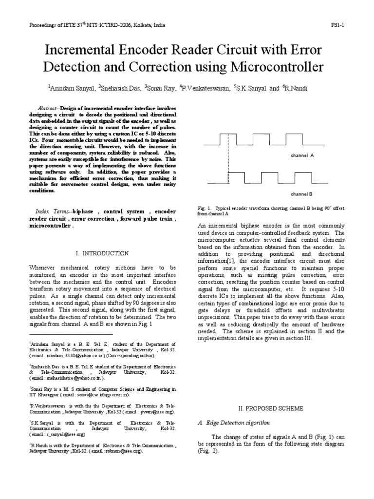 Incremental Encoder Reader Circuit With Error Detection And Correction Using Microcontroller 8981