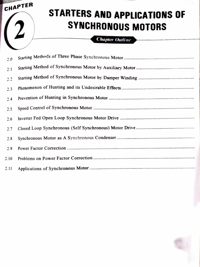 02 Starter and Applications of Synchronous Motor | PDF | Electric Motor ...