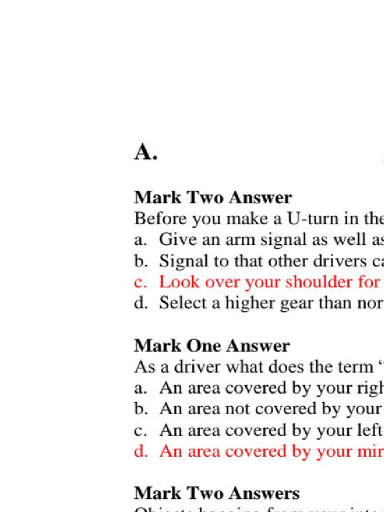 Learners Driver Theory Test - Answers For Antigua and Barbuda | PDF
