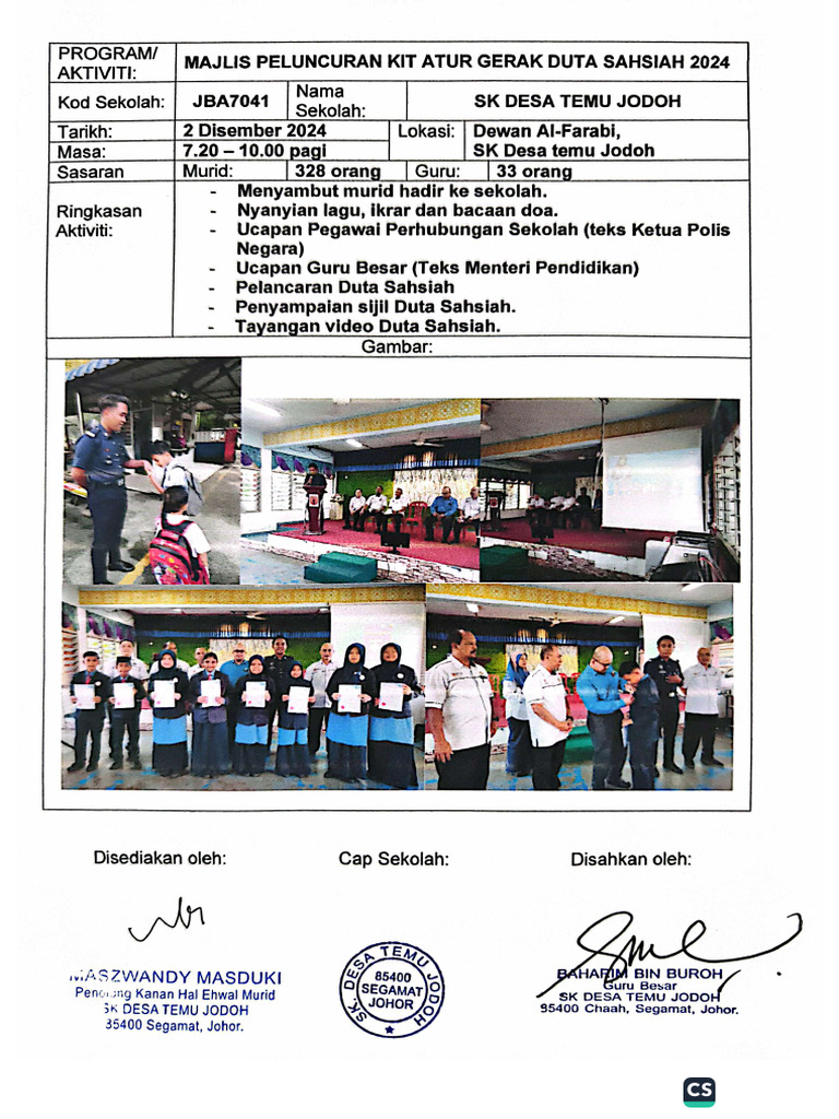 opr peluncuran duta sahsiah | PDF