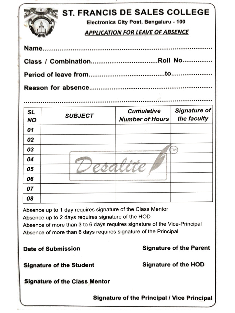 SFS Leave Form | PDF