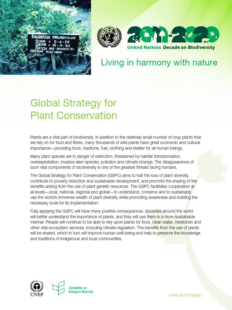 Global Strategy For Plant Conservation GPSC | PDF | Biodiversity | Conservation Biology