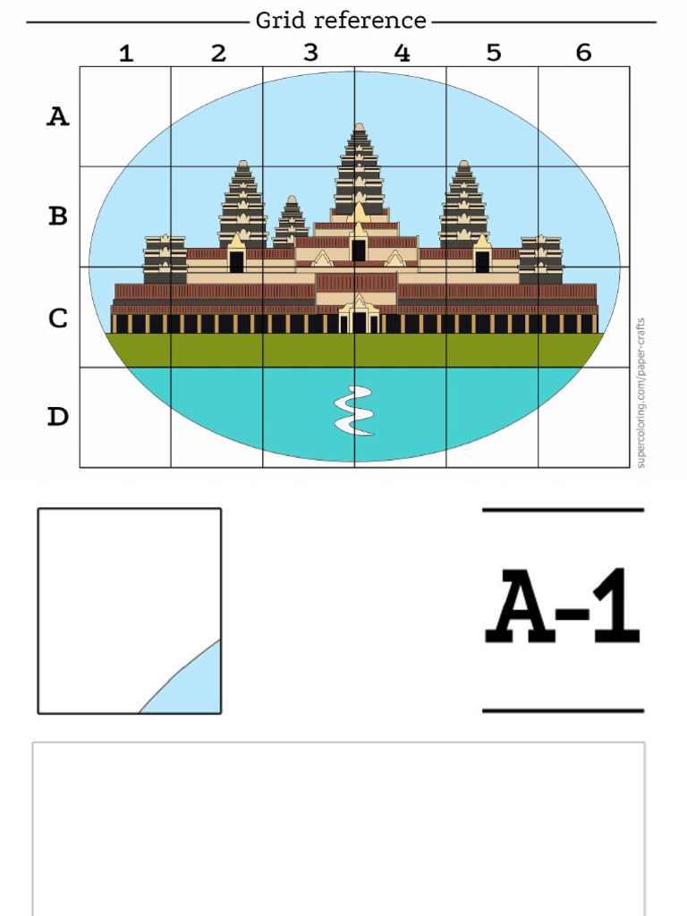 Giant Coloring Poster Angkor Wat Temple in Cambodia Paper Crafts | PDF