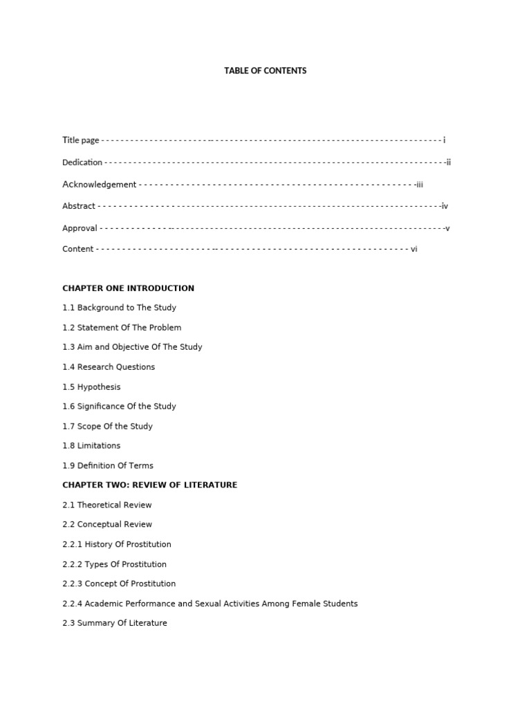 Table of conten-WPS Office | PDF | Deviance (Sociology) | Prostitution
