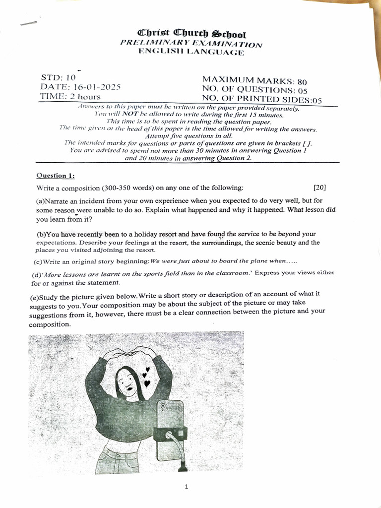 CCS English Language Prelim 2025 | PDF | Question